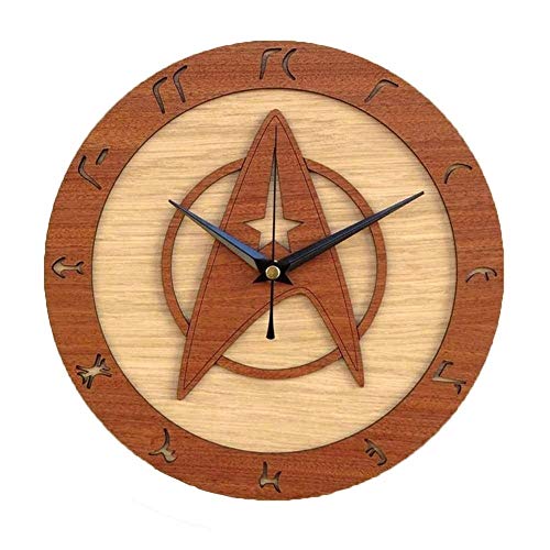 ZJX Vintage Wooden Wall Clocks,Creative Bamboo Star Trek Wall Clock ...